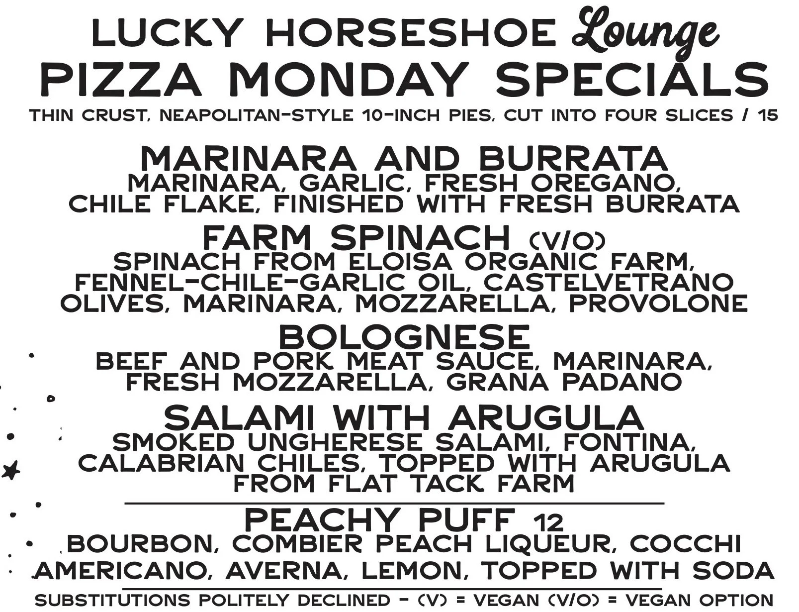 Pizza Mondays — Lucky Horseshoe Lounge