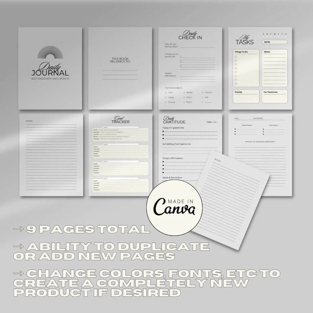 Daily Journal Bundle - Digital Planner Template — Passive PLR