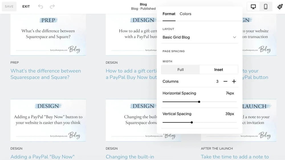 How to design your blog page on Squarespace or Weebly — Kerry A ...