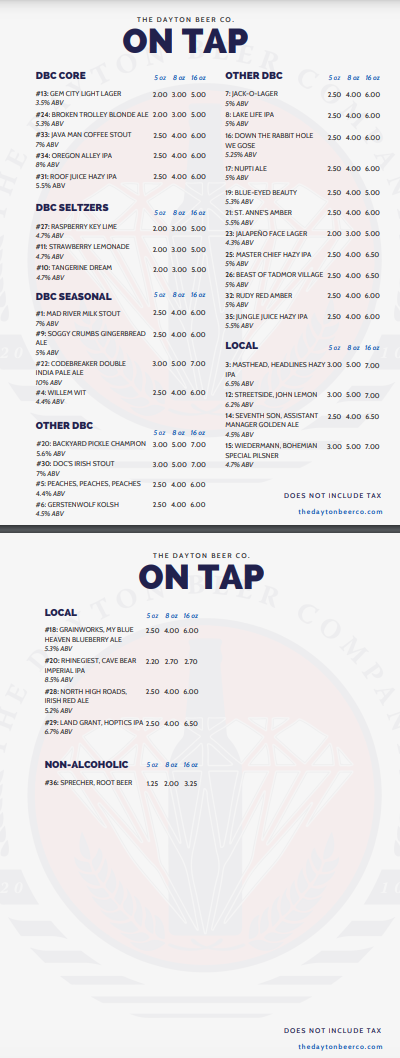 Tap List — The Dayton Beer Co.