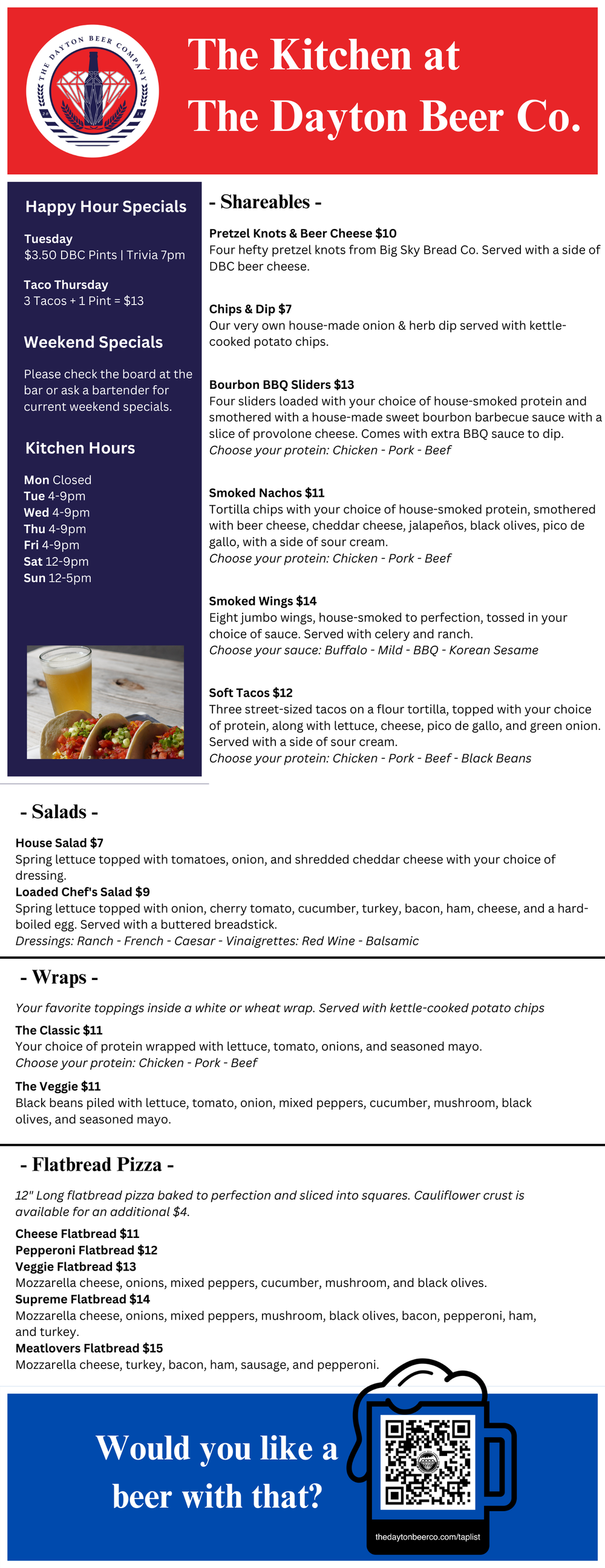 Kitchen Menu — The Dayton Beer Co.