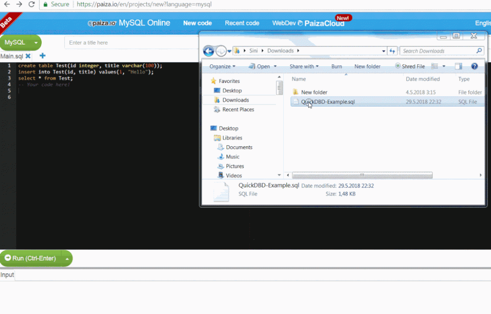 Designing and creating a MySQL database online using QuickDBD — QuickDatabaseDiagrams.com