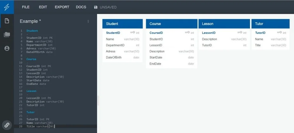 Designing and creating a MySQL database online using QuickDBD — QuickDatabaseDiagrams.com
