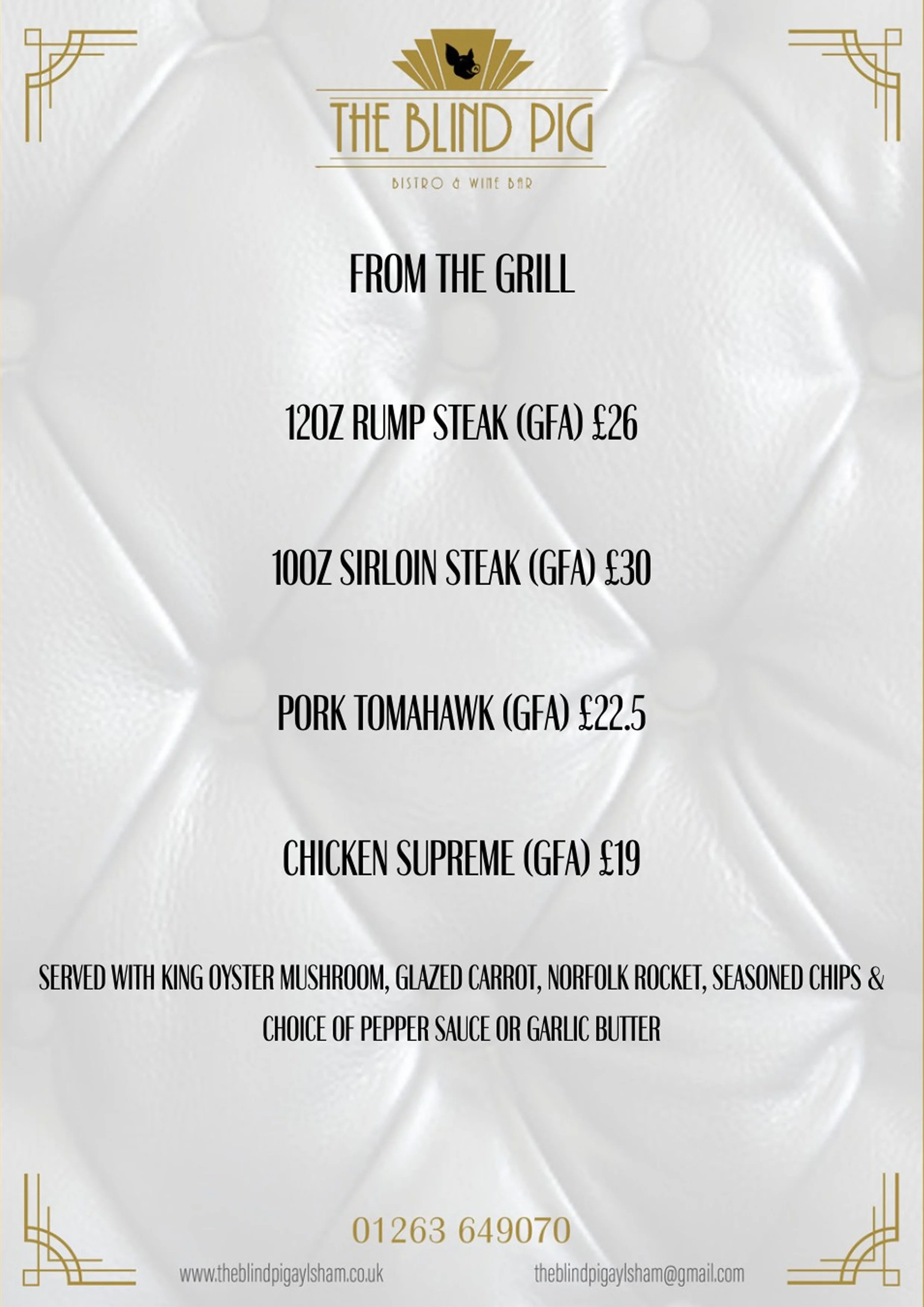 Menu — The Blind Pig