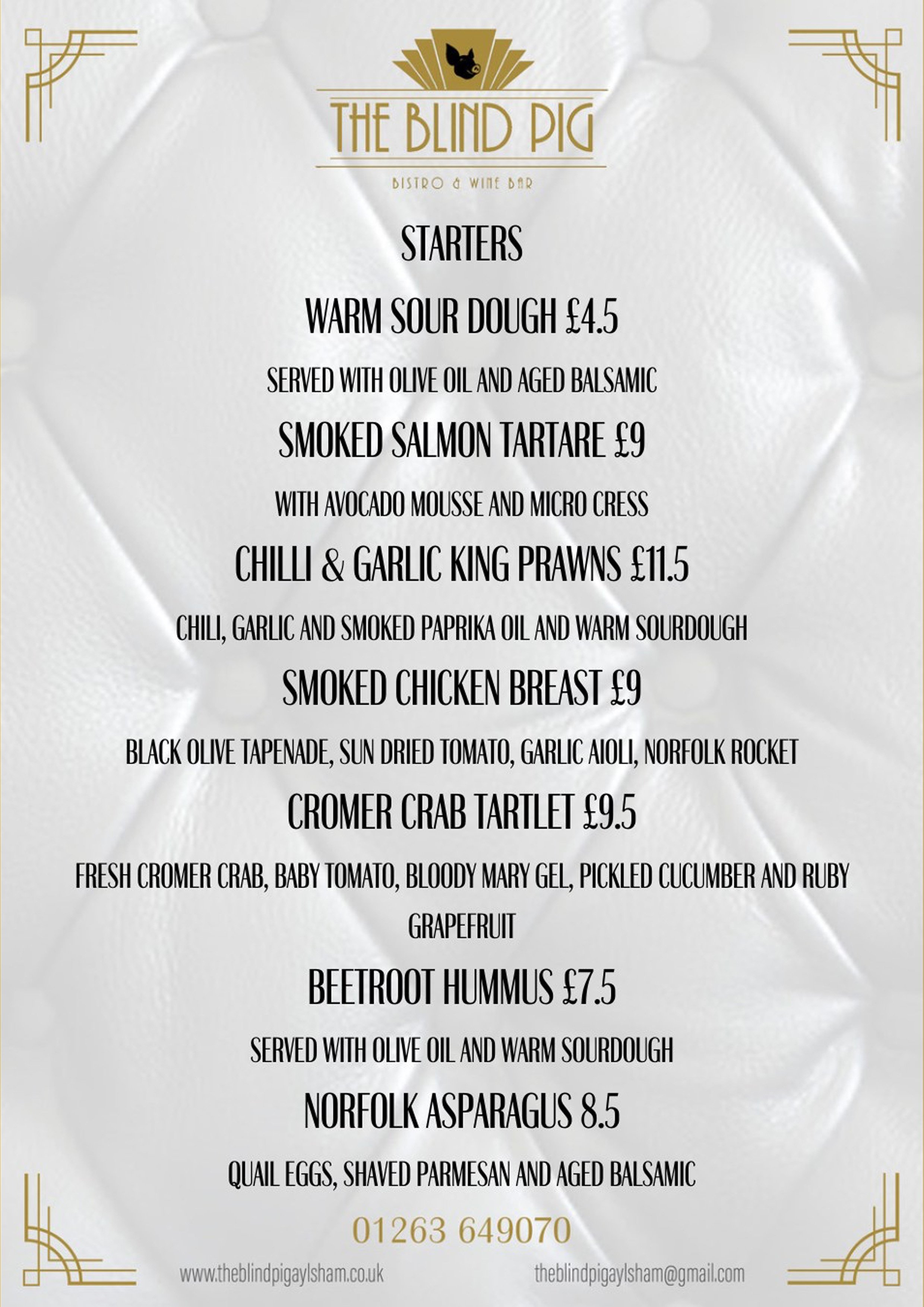 Menu — The Blind Pig