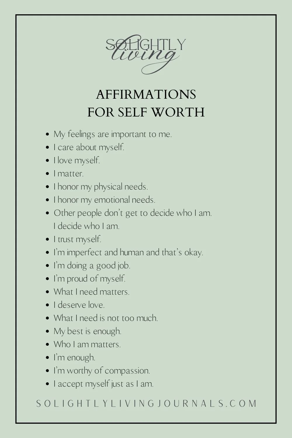 Loving You: Affirmations For Self Worth
