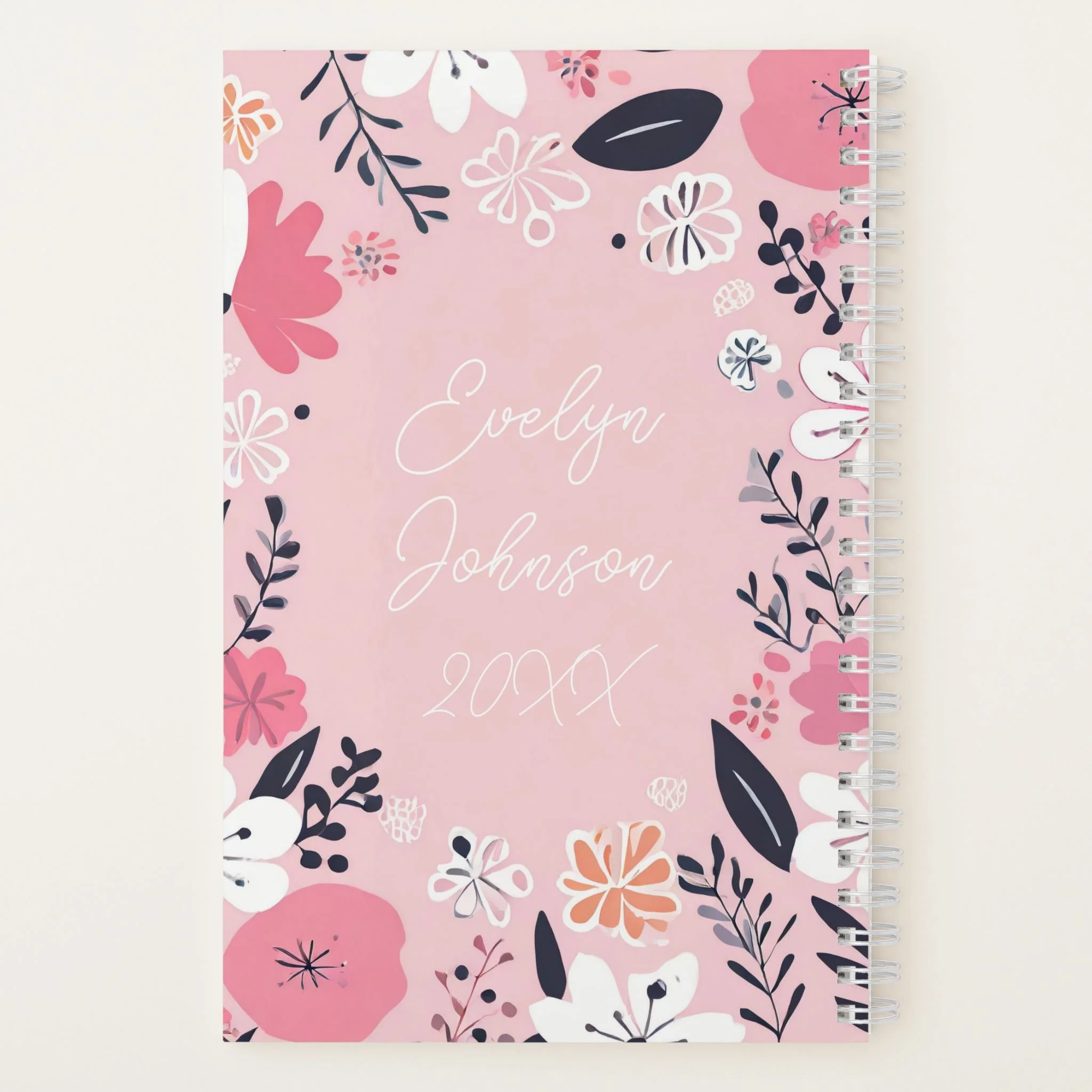 "Home Is Me" Journal | Pink Floral Journal With Your Name & The Year