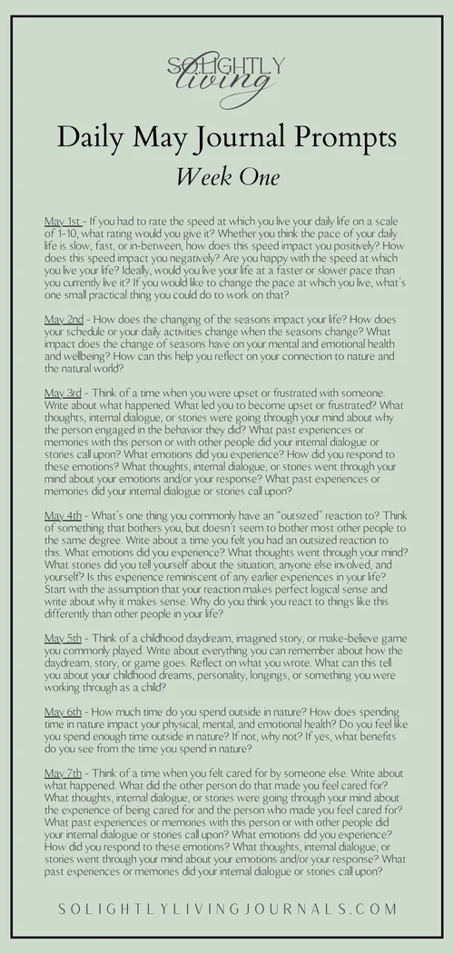 Journal Prompts for May | Daily Journal Prompts
