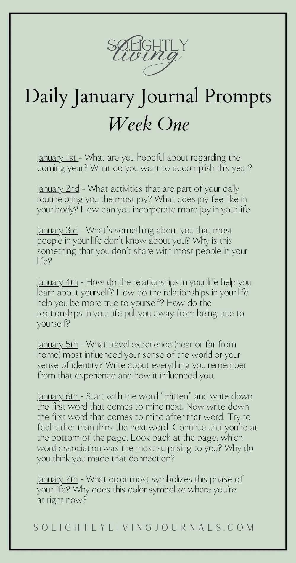 Journal Prompts for January | Daily Journal Prompts