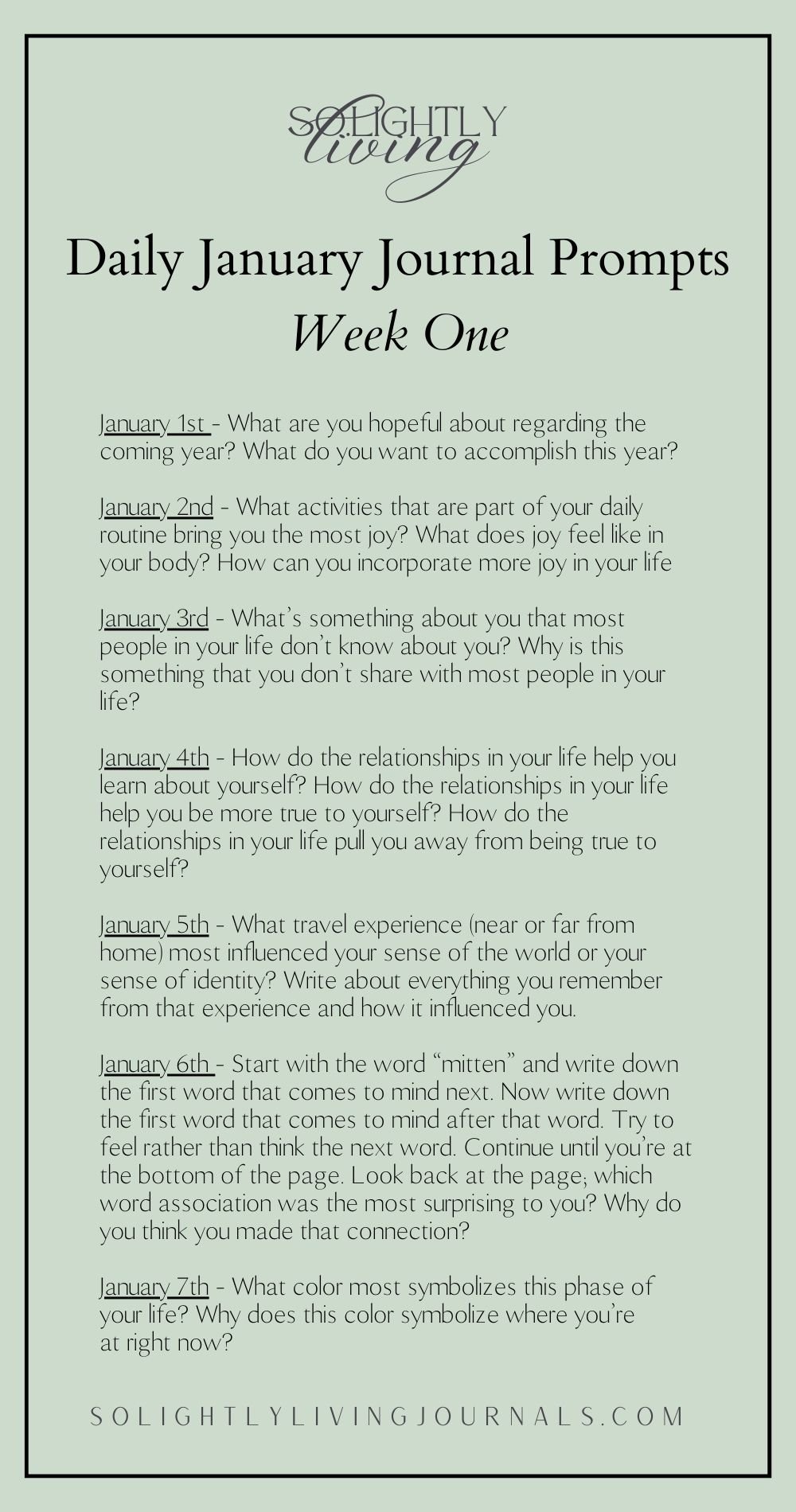 Journal Prompts for January | Daily Journal Prompts