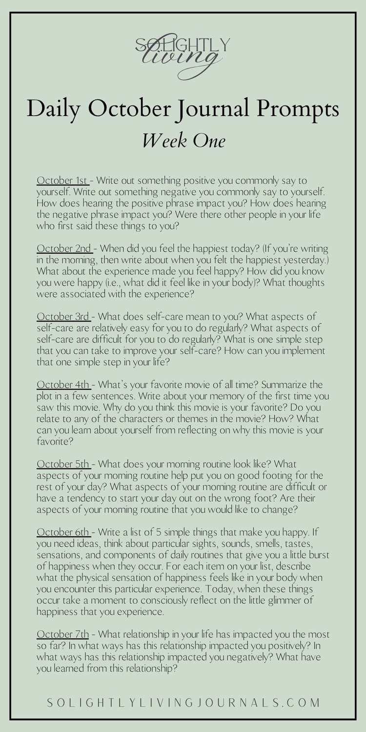 Journal Prompts For October | Daily Journal Prompts