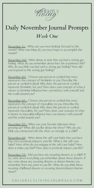 Journal Prompts For November | Daily Journal Prompts