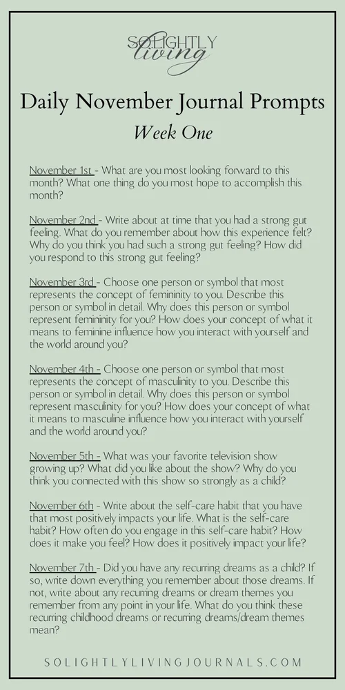 Journal Prompts For November | Daily Journal Prompts