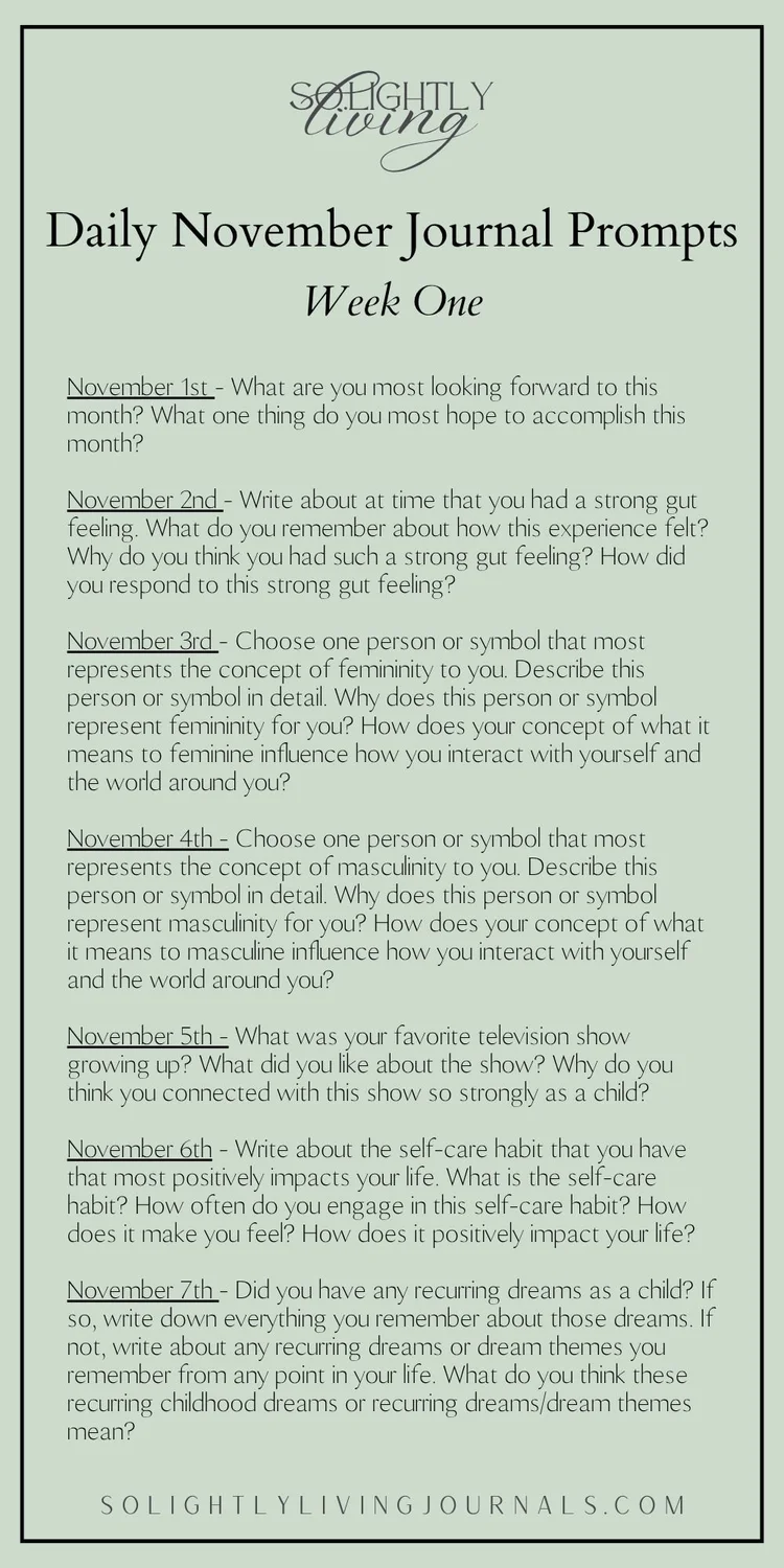 Journal Prompts For November | Daily Journal Prompts