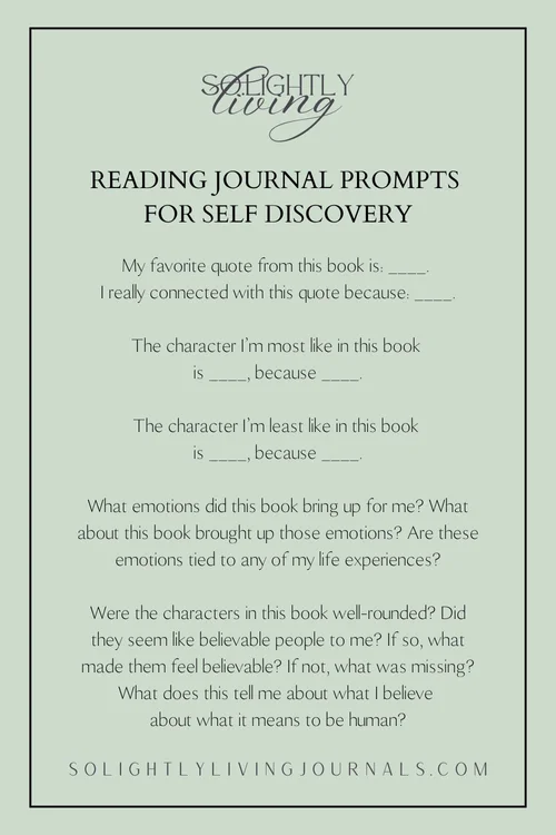 Reading Journal Prompts For Self Discovery