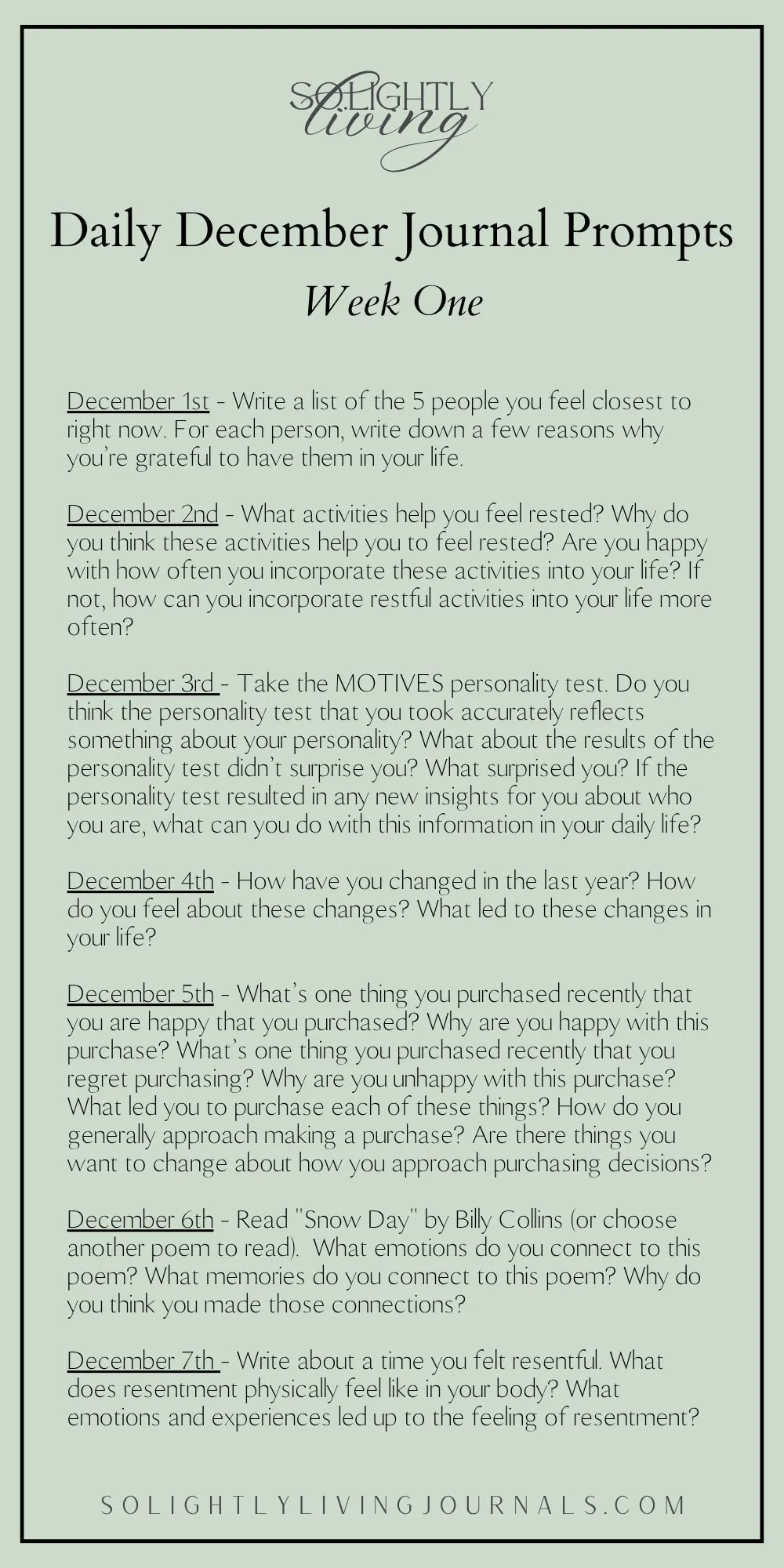 Journal Prompts For December | Daily Journal Prompts