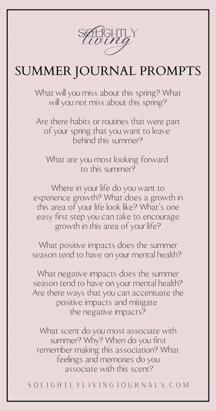 Relaxing Summer Journal Prompts