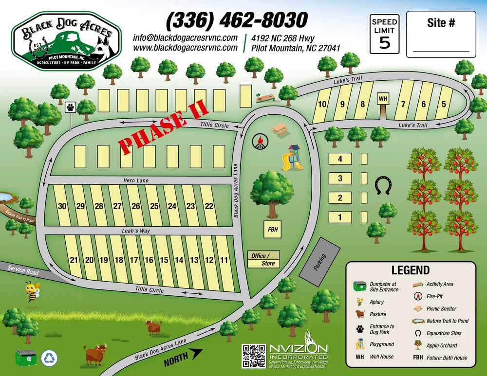 Park Map / Amenities — Black Dog Acres, LLC