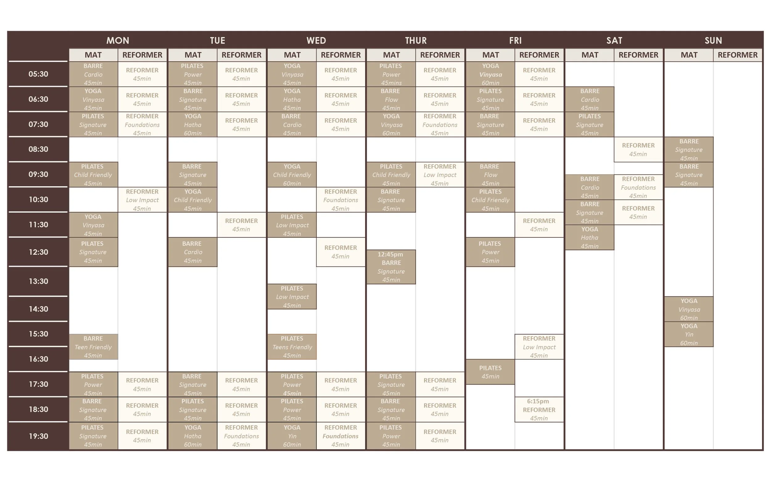 Timetable | Barre Nation