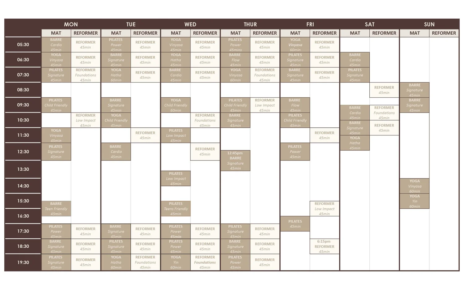 Timetable | Barre Nation