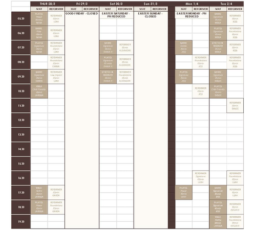 Timetable | Barre Nation
