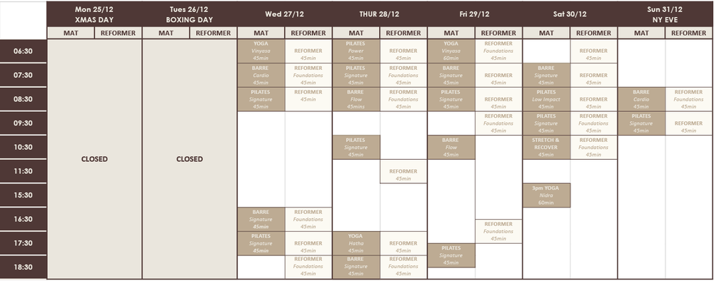 Timetable | Barre Nation