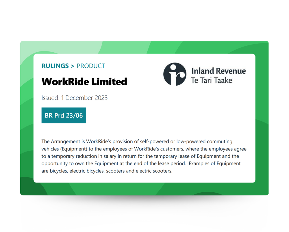 WorkRide - NZ's Ride to Work Benefit Program = 32-63% offset