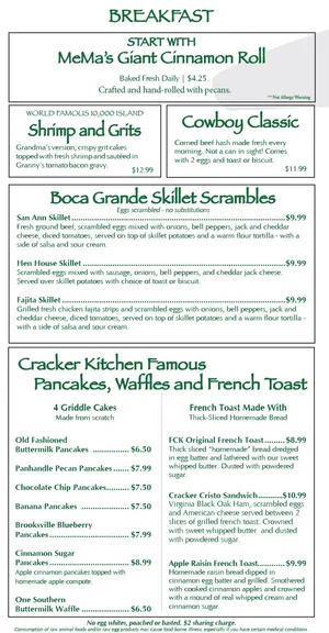 All Menus — FLORIDA CRACKER - The Original Floridian