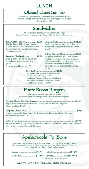 All Menus — FLORIDA CRACKER - The Original Floridian