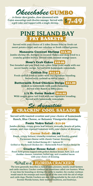 All Menus — FLORIDA CRACKER - The Original Floridian