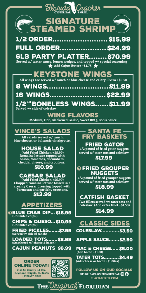 Florida Cracker Oyster Bar & Grill — FLORIDA CRACKER - The Original ...
