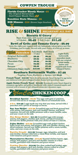 All Menus — FLORIDA CRACKER - The Original Floridian