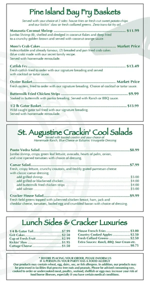 All Menus — FLORIDA CRACKER - The Original Floridian