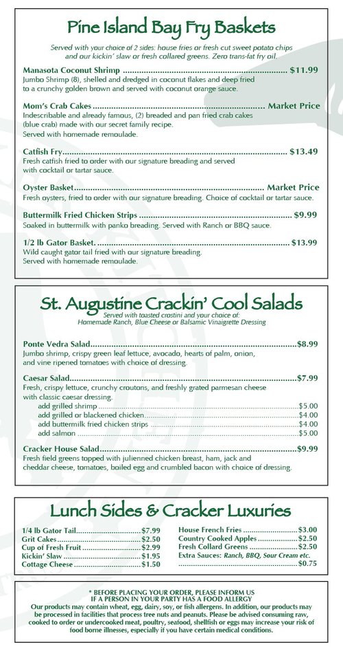 All Menus — FLORIDA CRACKER - The Original Floridian