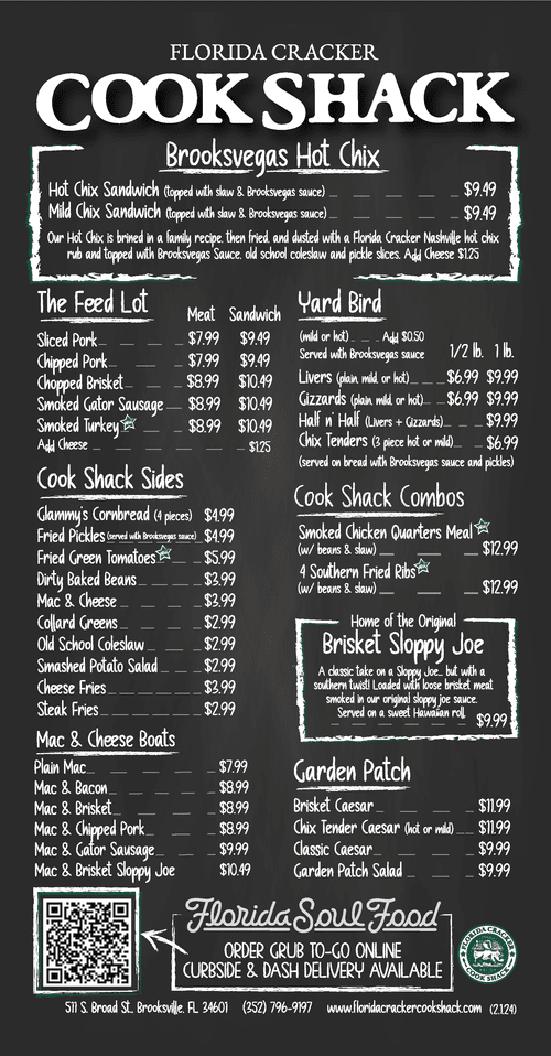 All Menus — FLORIDA CRACKER - The Original Floridian