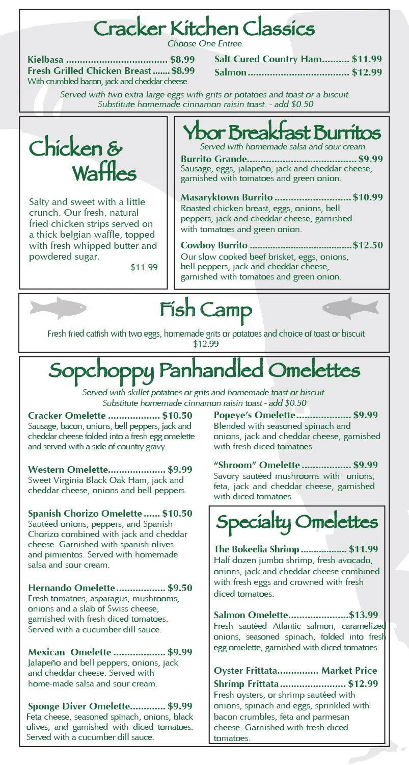 All Menus — FLORIDA CRACKER - The Original Floridian