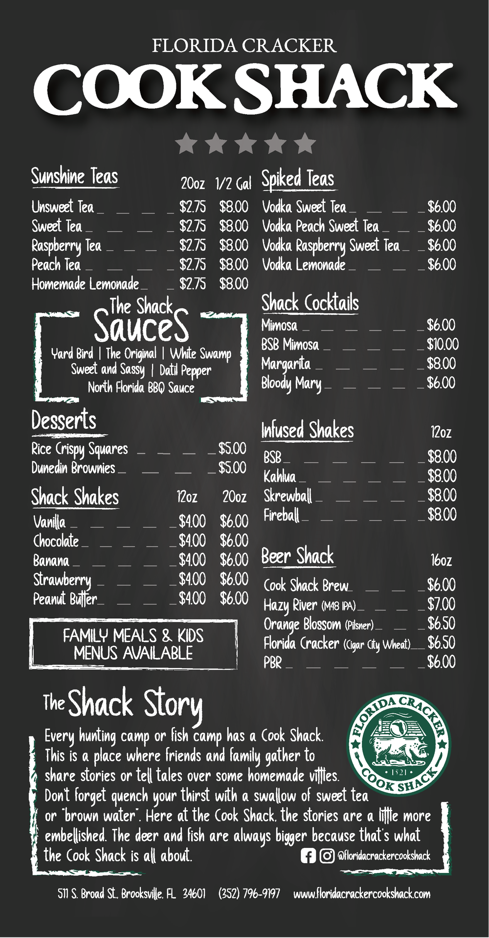 All Menus — FLORIDA CRACKER - The Original Floridian