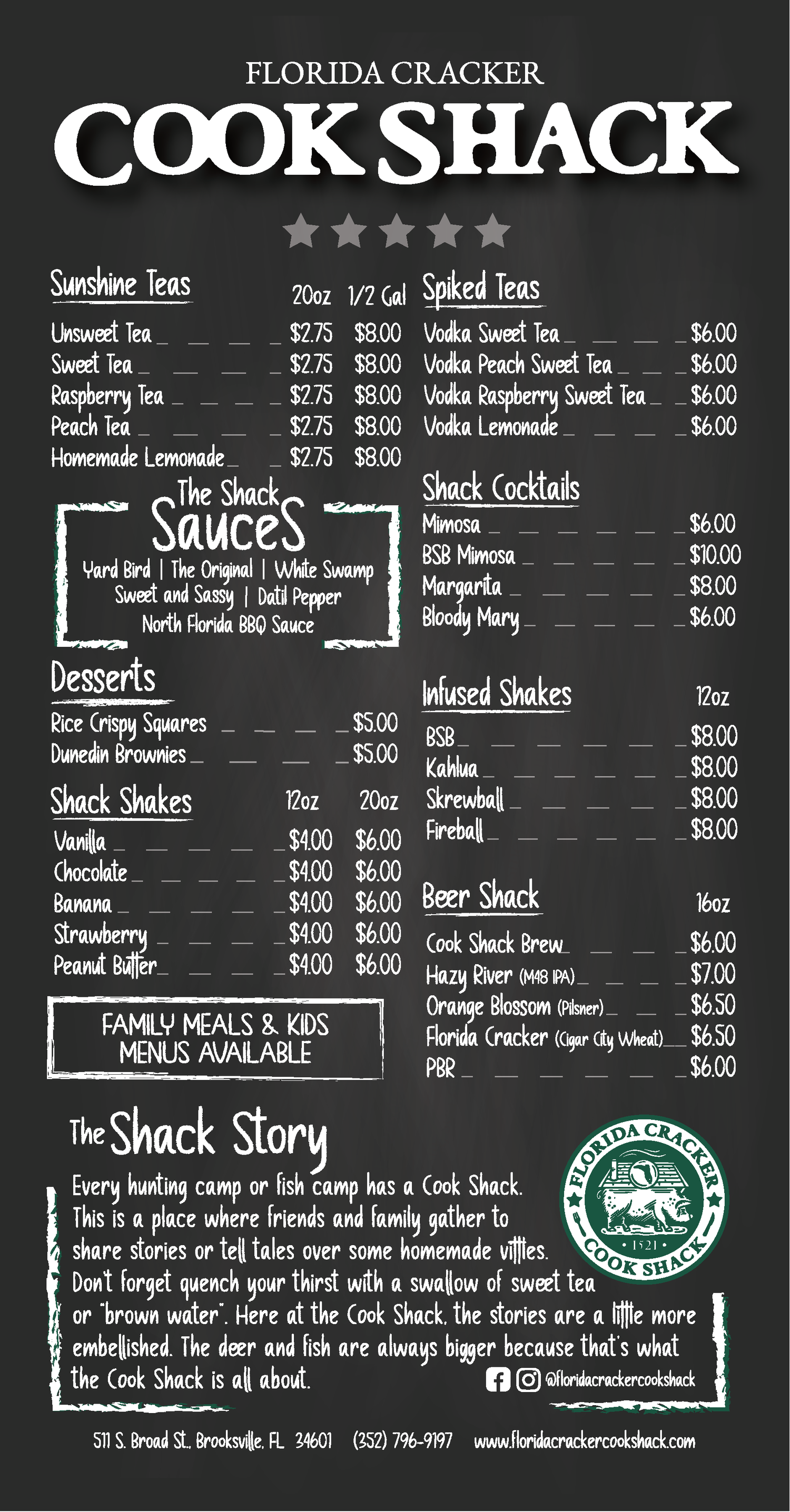 All Menus — FLORIDA CRACKER - The Original Floridian