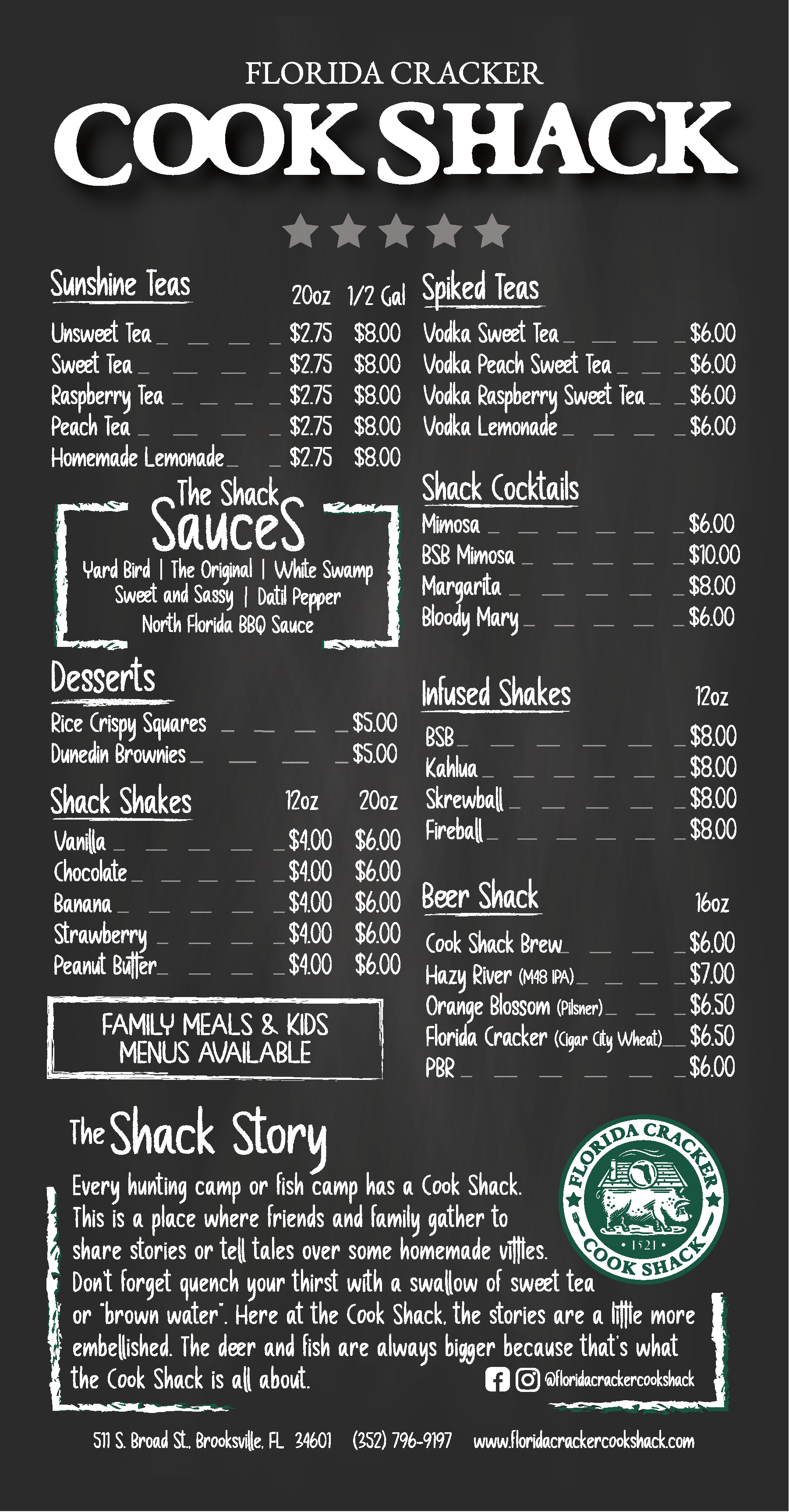 All Menus — FLORIDA CRACKER - The Original Floridian