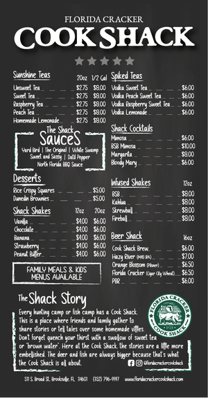 All Menus — FLORIDA CRACKER - The Original Floridian