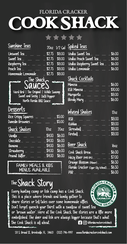 All Menus — FLORIDA CRACKER - The Original Floridian