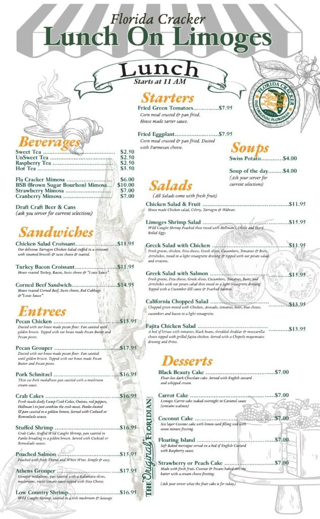 Florida Cracker Lunch On Limoges - Dade City, FL — FLORIDA CRACKER ...