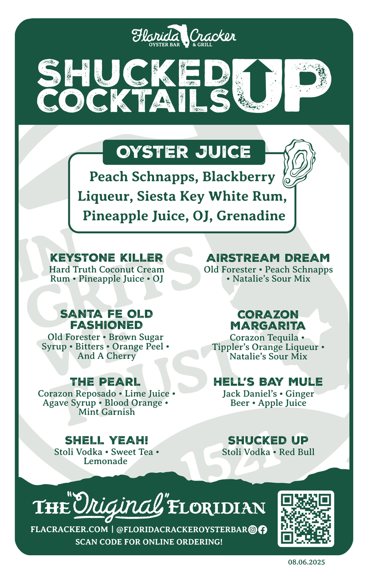 All Menus | Discover Menus & Locations Today — FLORIDA CRACKER - The ...