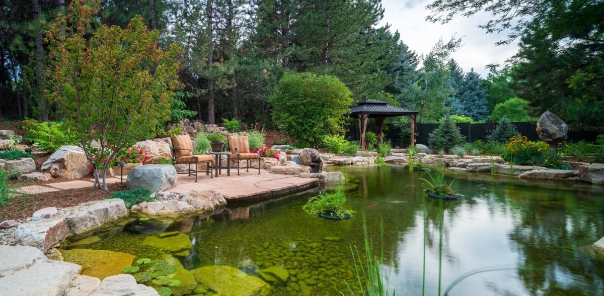 Landscape Design, Pond, Water Fountain, Patio in Gleneagle, CO | Hiner ...