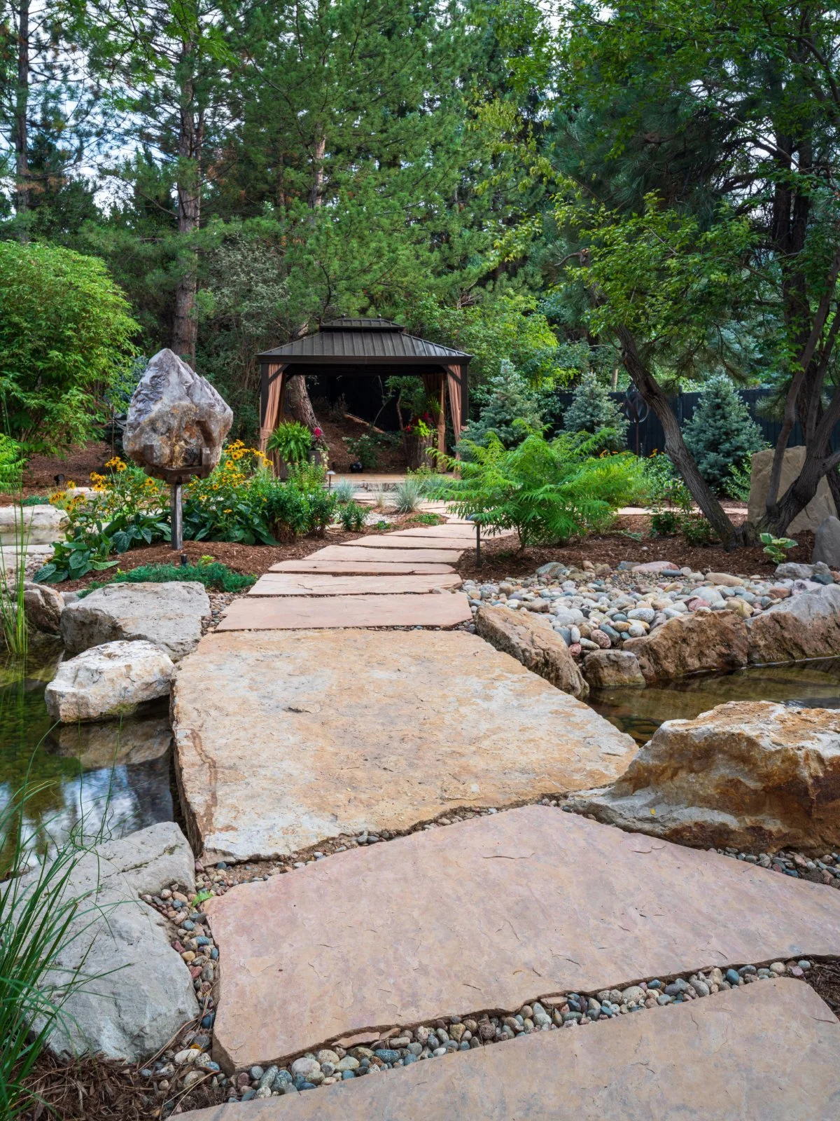 Landscape Design, Pond, Water Fountain, Patio in Gleneagle, CO | Hiner ...