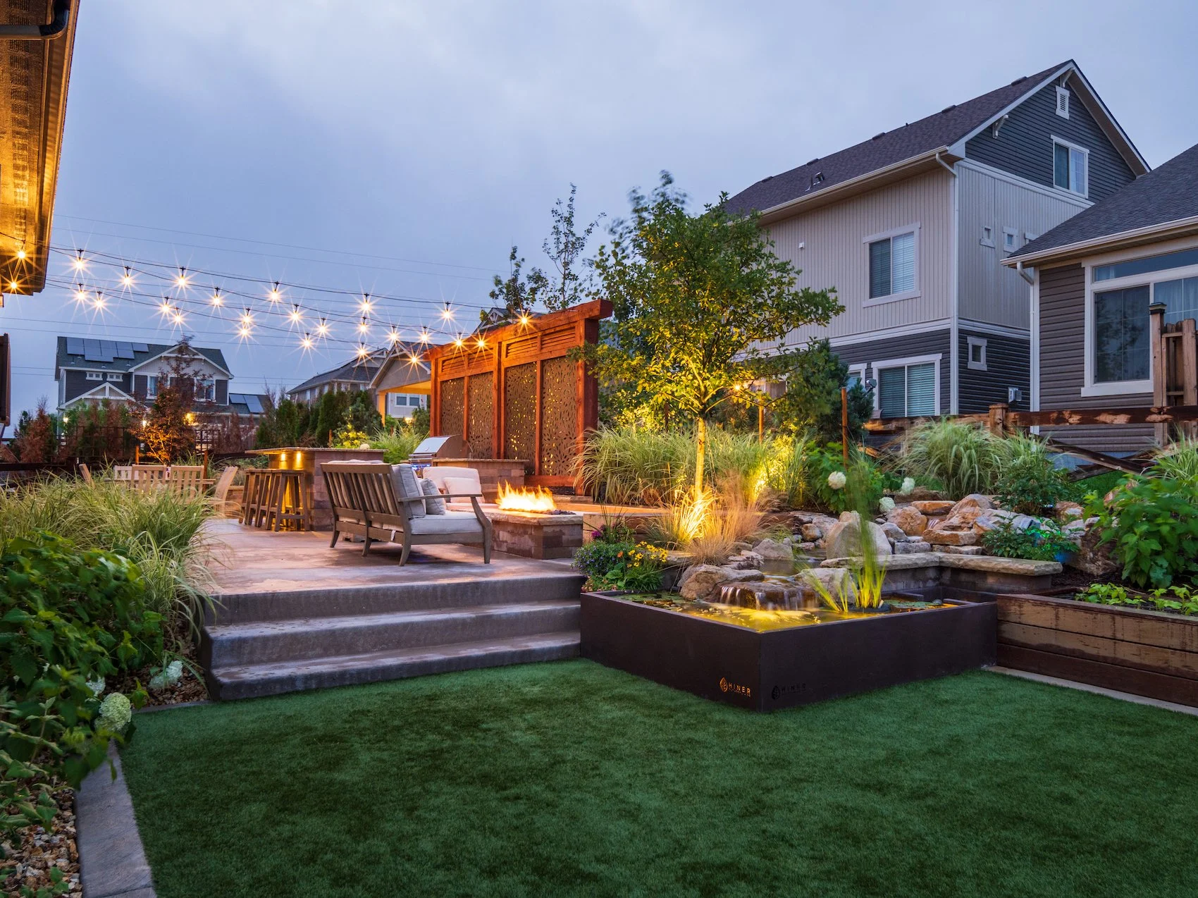 Landscape Design, Artificial Turf, Patio, Outdoor Kitchen, Fire Pit ...