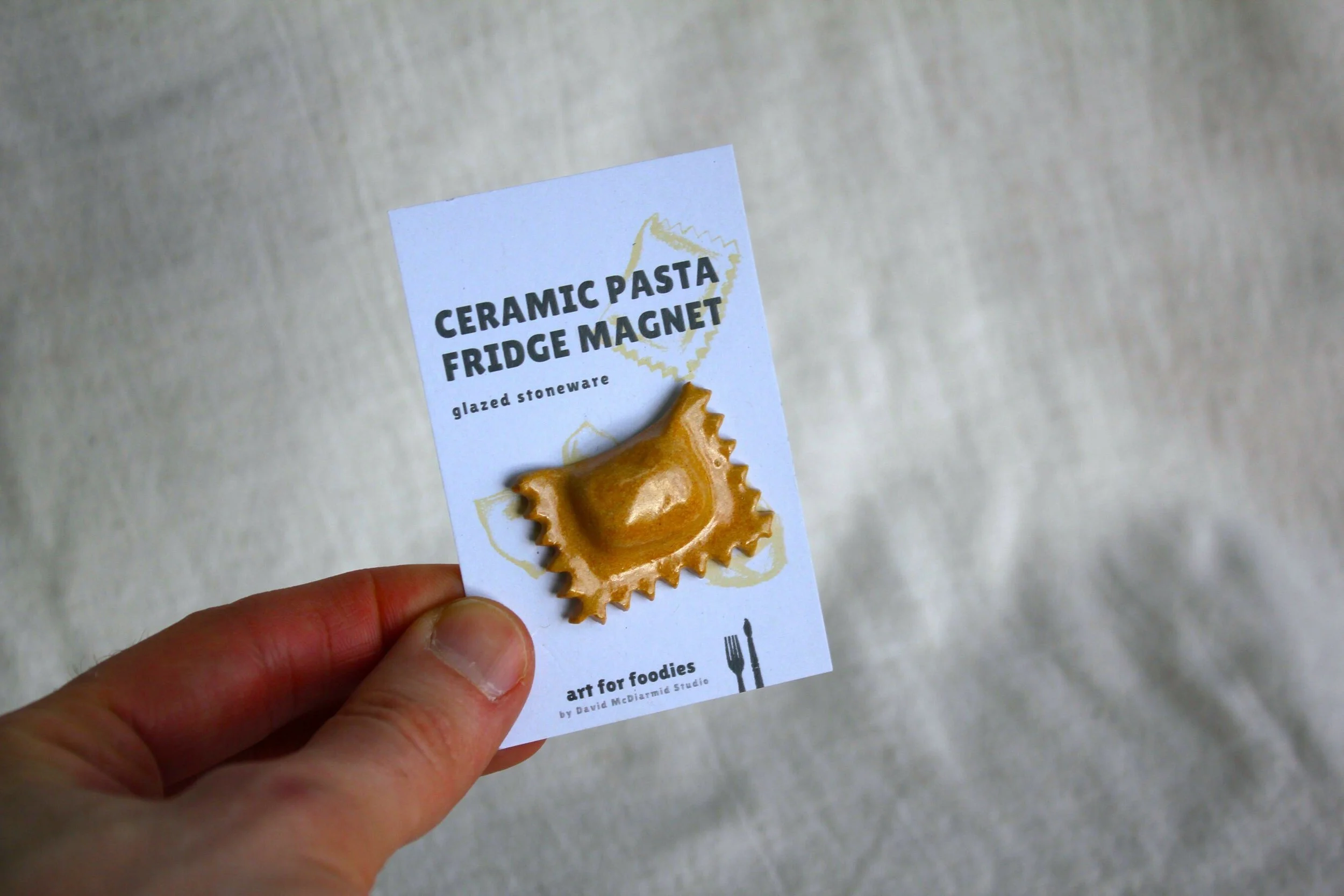 Ravioli Ceramic Pasta Fridge Magnet in Plain Glaze — David McDiarmid Studio