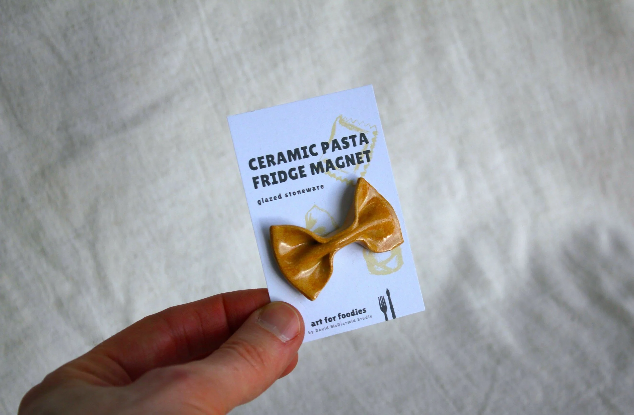 Farfalle Ceramic Pasta Fridge Magnet in Plain Glaze — David McDiarmid ...