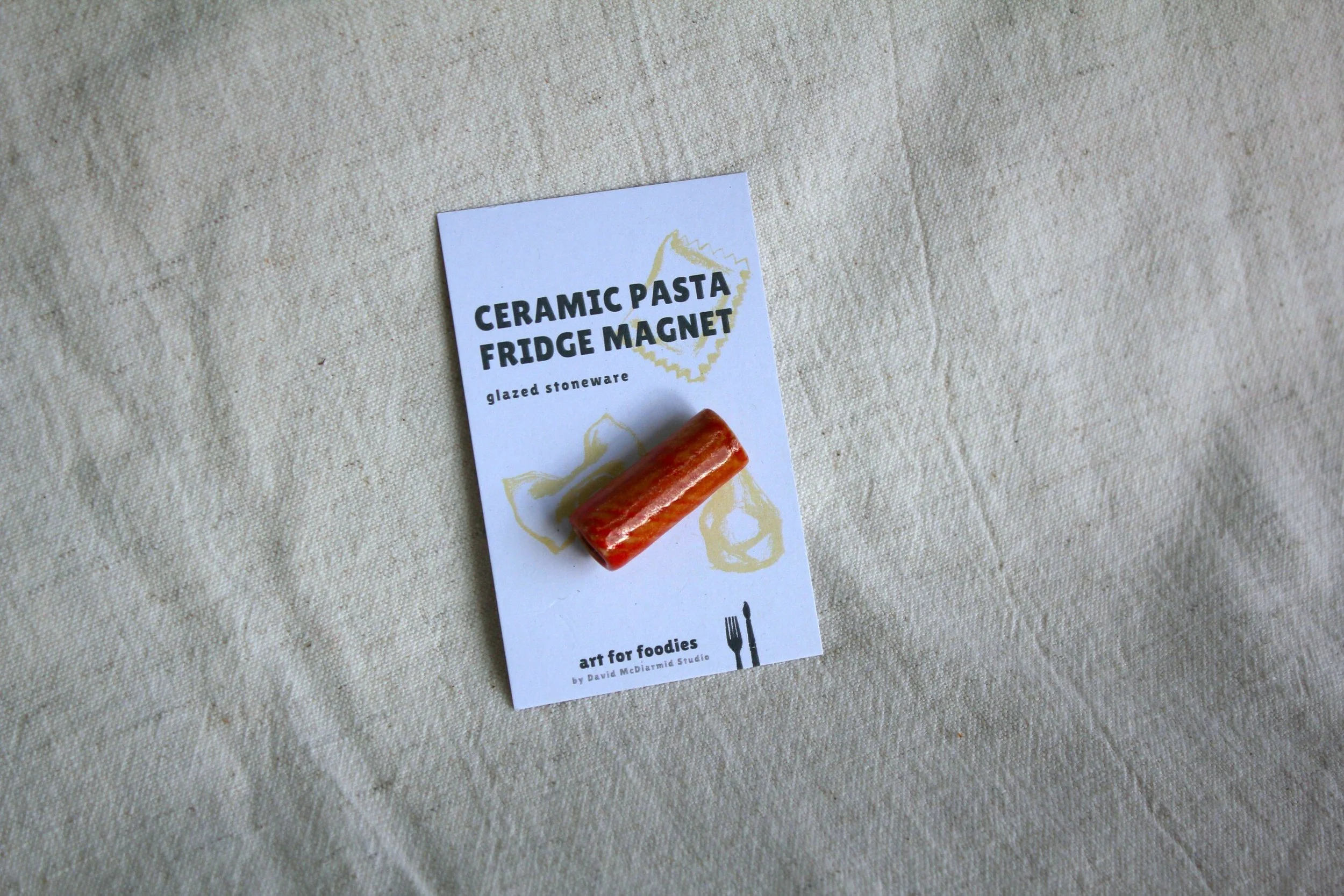 Rigatoni Ceramic Pasta Fridge Magnet in Tomato Sugo Glaze — David ...
