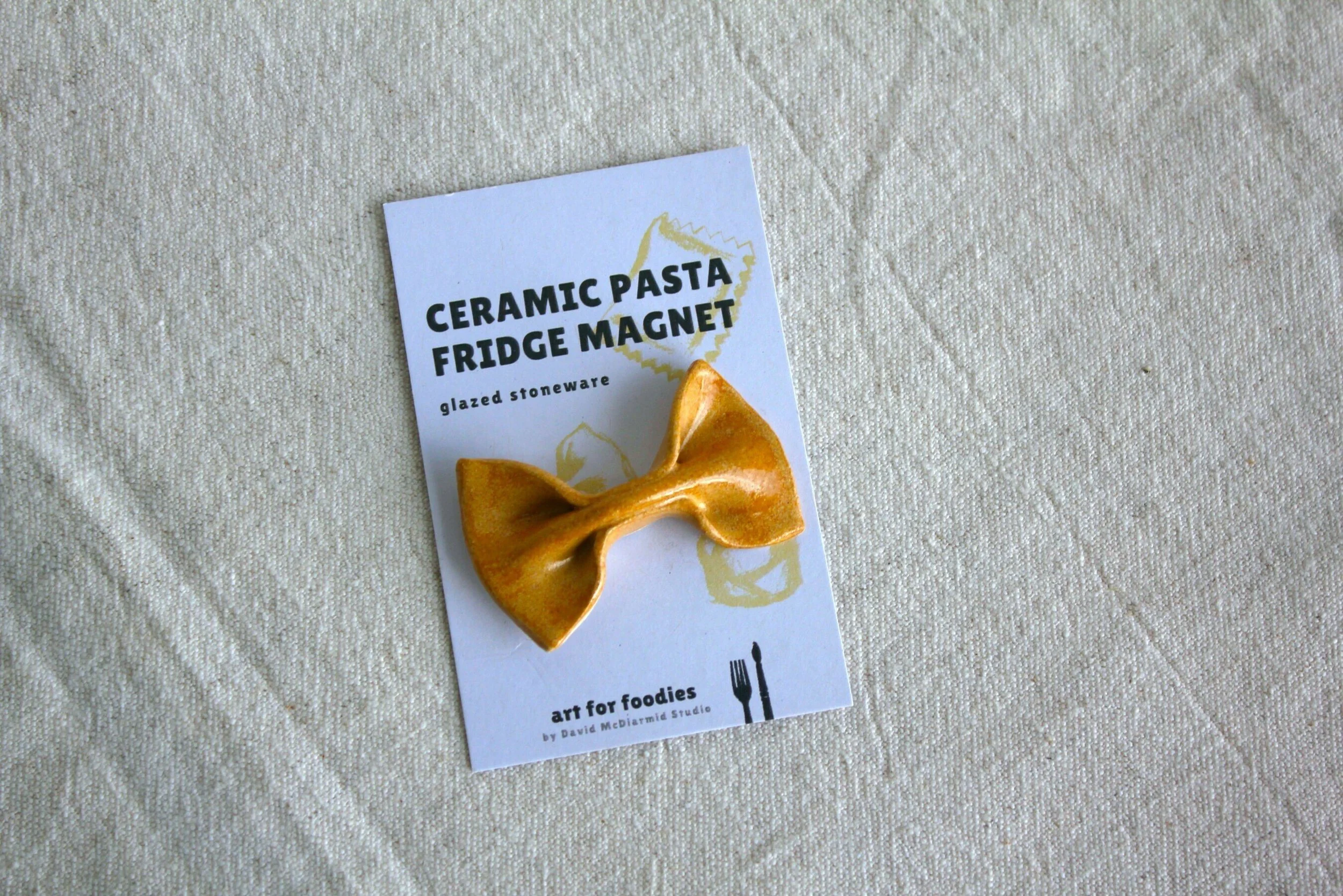 Farfalle Ceramic Pasta Fridge Magnet in Plain Glaze — David McDiarmid ...